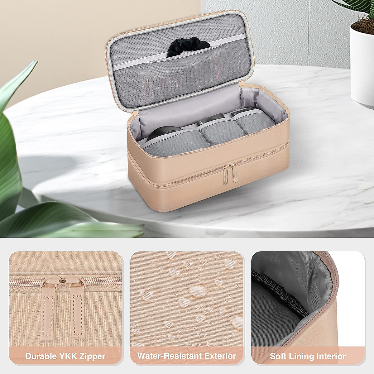 SITHON Travel Case for Shark FlexStyle/SpeedStyle Styler/HyperAir Dryer, Double-Layer Water Resistant Storage Carrying Organizer Bag Compatible with Dyson Supersonic (Bag Only), Rose Gold