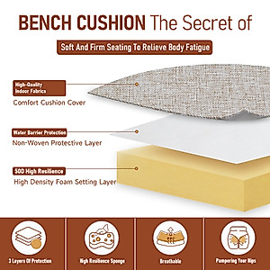 Focuprodu Bench Cushion 36 inch, Patio Furniture Cushions, Personalized Custom Non-Slip Durable Window Cushions Chair Cushions. (36x14x2.5, Light Brown)