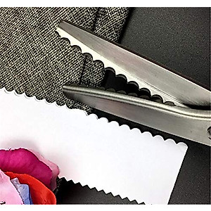 Professional Pinking Shears, Comfort Grip Handle Stainless Steel Dressmaking Scissors Sewing Art Craft Cut Tool, Serrated and Scalloped Blade Cutting Scissor for Fabric Decoration (Scalloped 10mm)