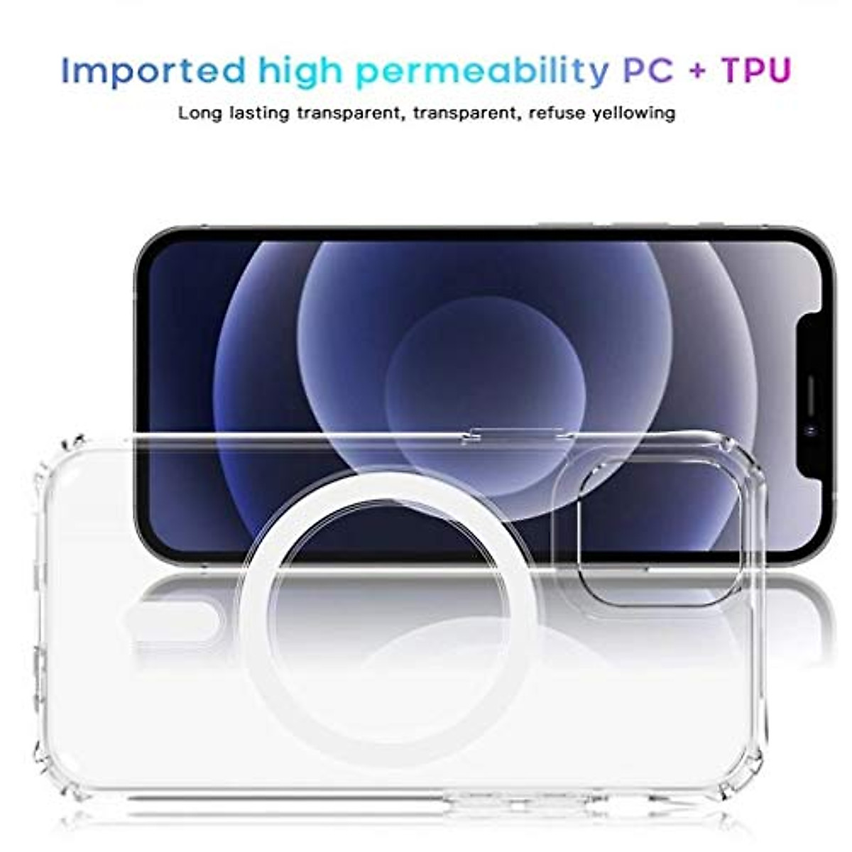 RHOADA Clear for iPhone 11 Case 6.1" Magnetic Case Compatible with MagSafe Charging, [Anti-Yellow] [Ultra Slim] [200% Drop Protection] PC + Silicone Frame Protective Cover