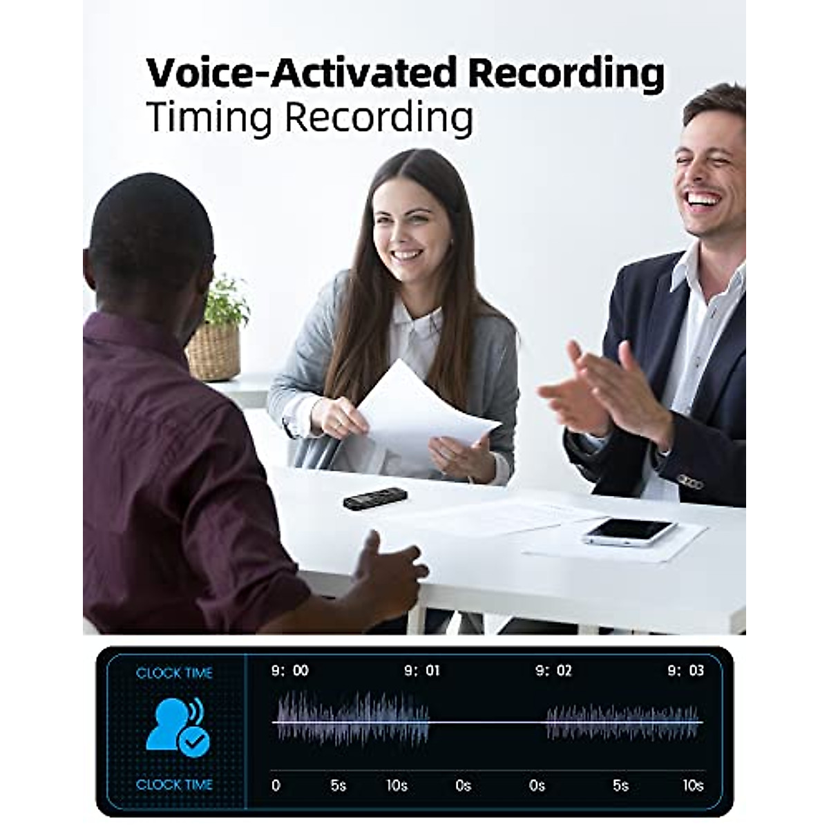 ZOOAOXO 64GB Digital Voice Recorder, Bluetooth Voice Recorder, Dual Microphone, 3072 kbps HD, A-B Repeat, Recording Monitoring, Noise Reduction, Voice Activated Recording