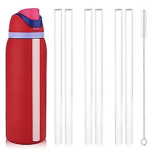 40 oz Replacement Straws for Owala Water Bottle, 6PCS Reusable Plastic Straws with Cleaning Brush for Owala FreeSip Flip Insulated Stainless Steel Bottle 40oz Tumbler Cup Accessories Parts (White)