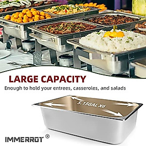 IMMERROT 6 Inch Deep Full Size Hotel Pans 21 Gauge Steam Table Pans Anti-Jamming Commercial 18/8 Stainless Steam Steamer Evaporator Pan for Catering Restaurant Food Storage 6 Pack