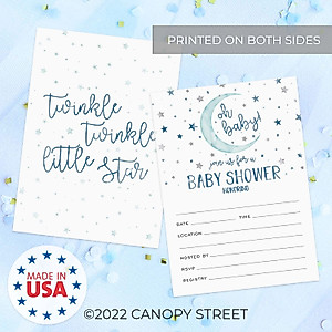 Starry Delight Baby Shower Invites / 25 Invitation Cards With White Envelopes / 5" x 7" Flat Twinkle Star Invitations/Fill In Gender Neutral Baby Party Cards/Made In The USA