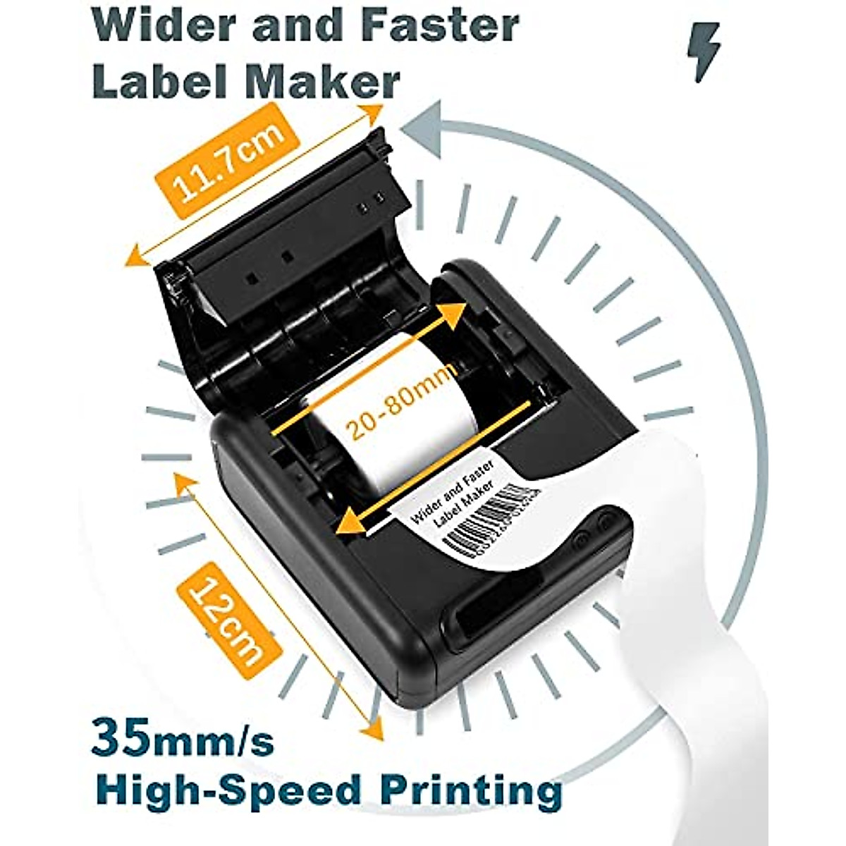 Thermal Label Maker Printer Mini - M200 Thermal Label Printer Bluetooth Wireless Support up to 3inch / 80mm Label with 3 Roll 50x80mm Thermal Labels, 100PCS/Roll