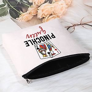 POFULL Pinochle Lover Gift Pinochle Queen Player Cosmetic Bags Pinochle Card Game Queen Gift (Pinochle Queen bag)