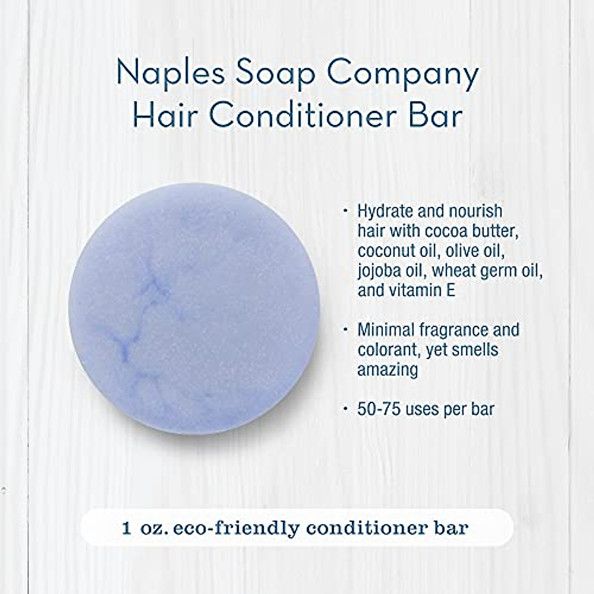 Naples Soap Company, Protein Enriched, 50-75 Use, Solid Hair Conditioner Bar, Eco-Friendly Haircare, Helps Ensure Vibrant, Healthy Hair, All Hair Types, Boyfriend, 1oz