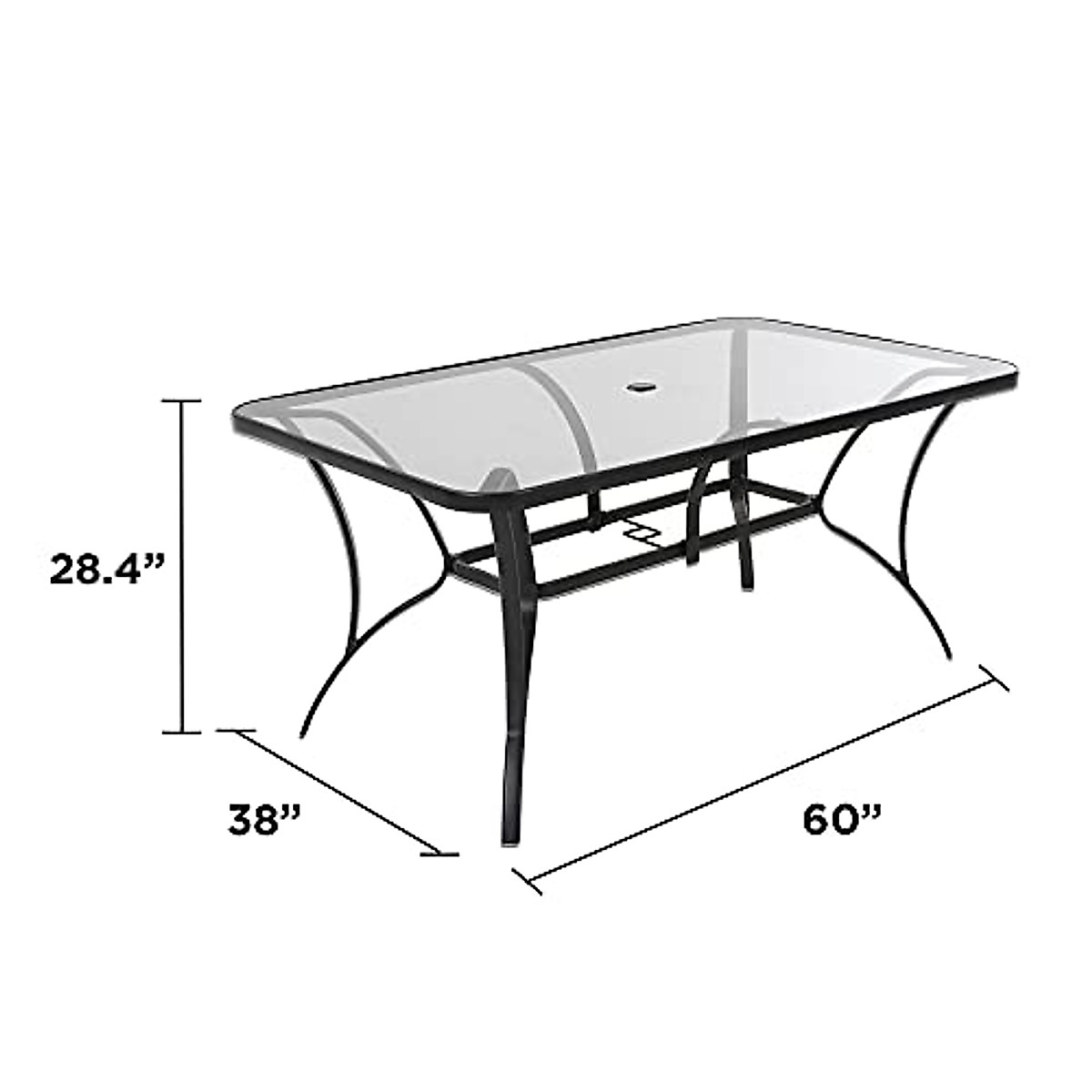 CoscoProducts COSCO 88646GLGE Paloma Patio Tempered Glass Top Dining Table, Gray