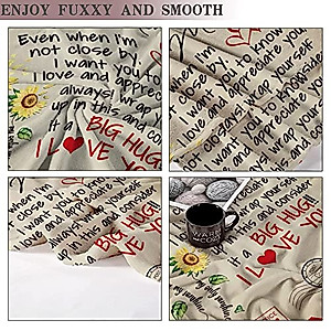 Gifts for Mom Throw Blanket, Birthday Mom Gifts for Mom from Daughter Son, to My Mon Gifts Big Hug Letter Blankets for Couch 50"X60" Pattern 5