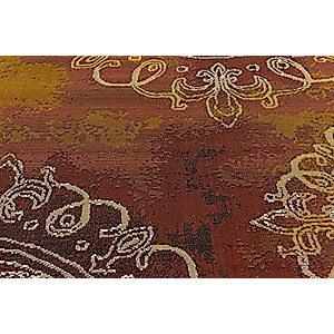 Unique Loom Outdoor Modern Collection Area Rug - Trio (5' 3" x 8' Rectangle, Rust Red/ Gold)