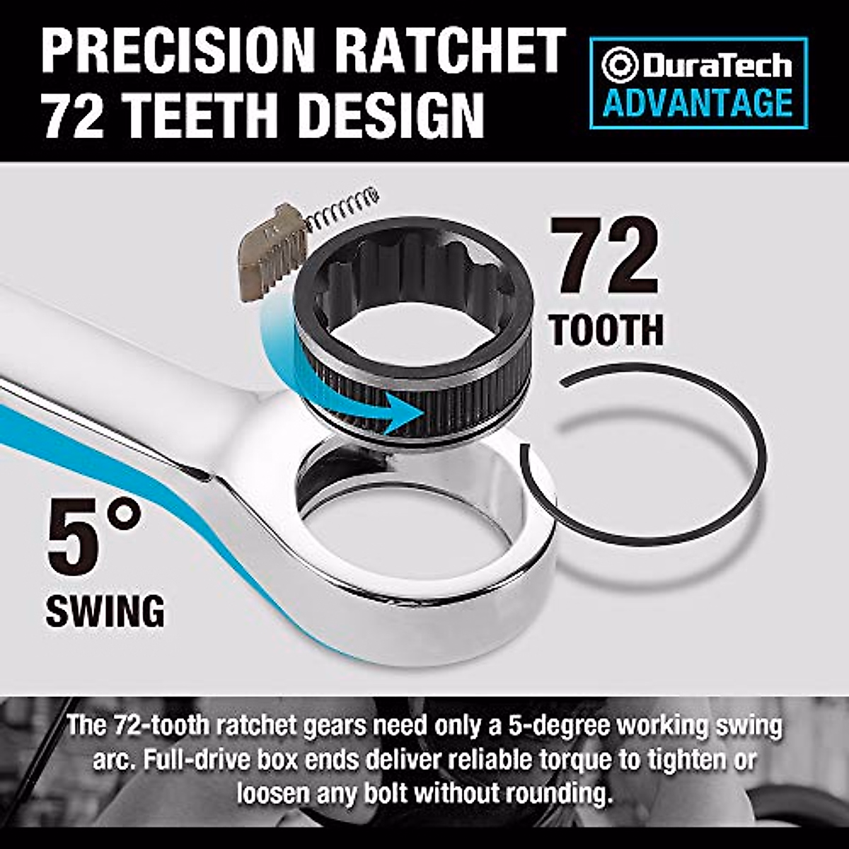 DURATECH Ratcheting Wrench Set, Combination Wrench Set, SAE, 8-piece, 5/16" to 3/4", CR-V Steel, with Pouch