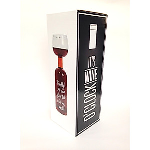 Zhouchou It's Wine O'Clock - Wine Bottle Shaped Glass Novelty Gift - Fits a Whole 750ml Bottle of Wine!!!! (1)
