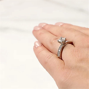 Princess Cut Moissanite engagement rings for women 10K 14k 18K gold ring 8 Style Platinum Plated Silver Princess moissanite rings - 3914