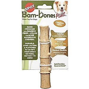 SPOT by Ethical Products- Bambone Plus Bamboo Stick – Dog Chew Toy for Aggressive Chewers – Great Dog Chew Toy for Puppies Puppy Teething Toy- Non Splintering Alternative to Real Wood- 5.25' Medium