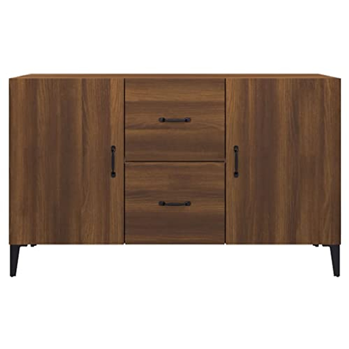 loibinfen Sideboard Buffet Server Storage Cabinet with Drawers and Doors, Console Table Home Kitchen Sideboard with Metal Legs, Dining Room Furniture Cupboard, Brown Oak 39.4"x14.2"x23.6" -AA