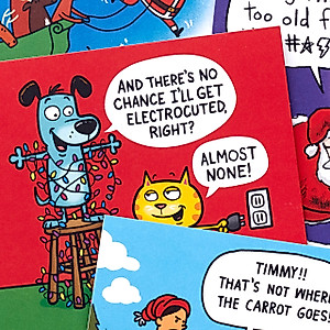 Hallmark Shoebox Funny Boxed Christmas Cards Assortment, Festive Cartoons (4 Designs, 24 Cards with Envelopes)