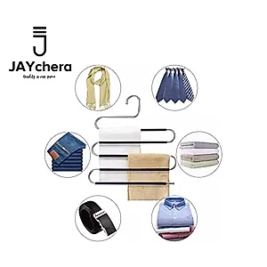 3 Packs Pants Hanger S-Shaped S-Type Space Saving Pants Non-Slip Hangers Trouser Hangers Stainless Steel Multi Layer Multifunctional Pant Hangers Closet Storage for Jeans Shirts for Scarfs Ties