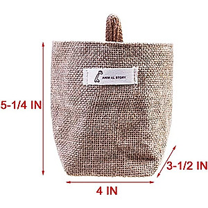 CM Cosmos 2 Pcs Mini Hanging Storage Bag Cotton Linen Small Storage Basket Decor Bin Bag for Wall Door Closet (Blue & Yellow Dot Pattern)