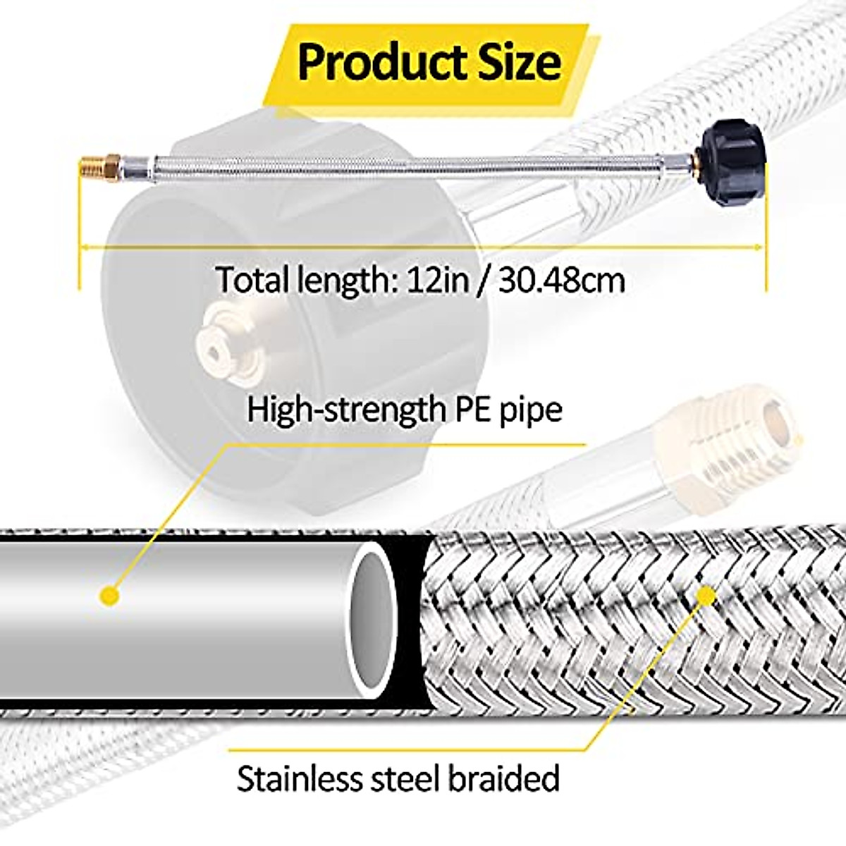 CHULAN 2 Pack 1/4 NPT RV Propane Hose, 12 inch Stainless Steel Braided ...
