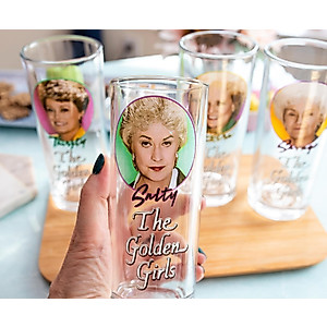 Silver Buffalo The Golden Girls Frames Logo 10-Ounce Tumbler Glasses | Set of 4