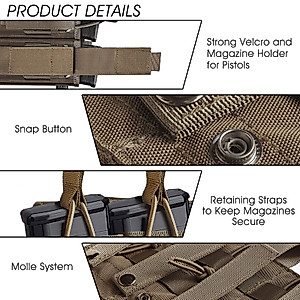 ELVO Tactical Molle Mag Pouch, Open-Top Molle Double/Triple Stacker 5.56 7.62 Magazine Pouches Holder Carrier for Rifle M4 M14 G36 HK416 AR-15 and Glock 17 19 M1911 9MM Magazines Holster