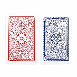 Copag 4-Color Legacy Design 100% Plastic Playing Cards, Bridge Size (Narrow) Jumbo Index Red/Blue Double Deck Set…