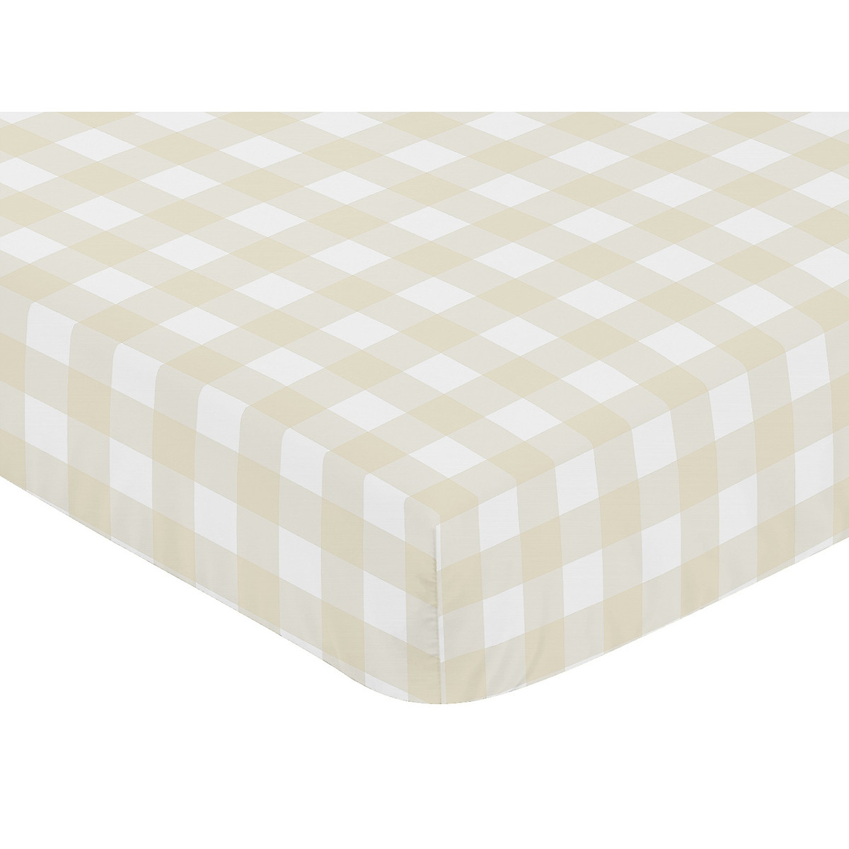 Sweet Jojo Designs Beige and White Buffalo Plaid Check Baby or Toddler Fitted Crib Sheet for Woodland Camo Collection