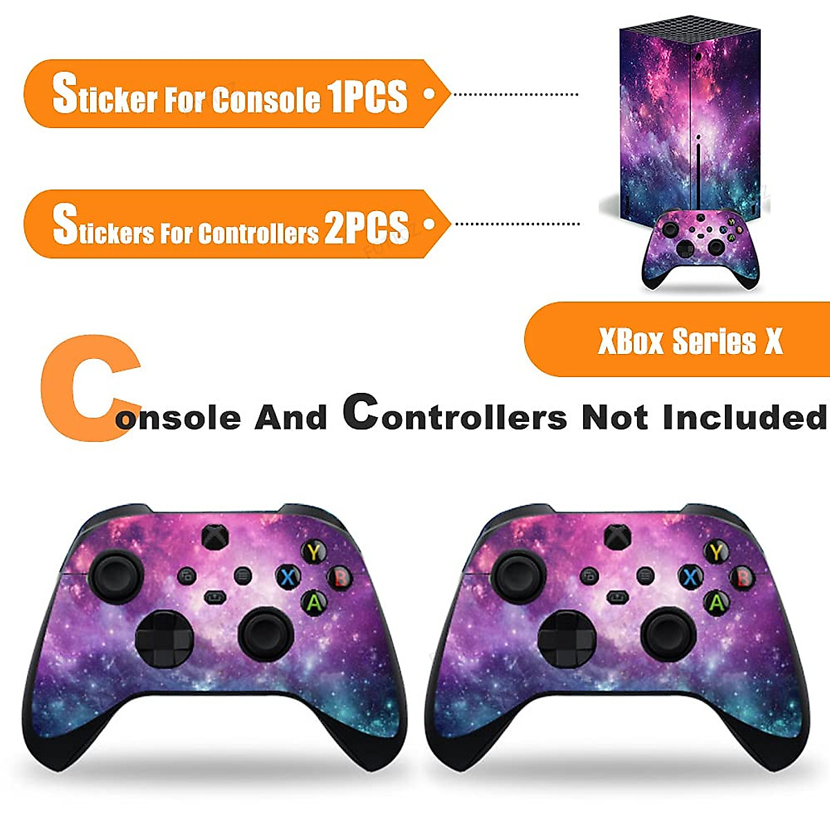 FOTTCZ Vinyl Skin for Xbox Series X Console and Controllers, Sticker Decal Protect Xbox Series X Devices - Light Purple Ancient Nebula