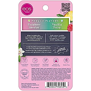 eos FlavorLab Lip Balm, Rainbow Sherbet & Vanilla Twist, Long-Lasting Hydration, Lip Care for Dry Lips, 0.14 oz, 2 Pack