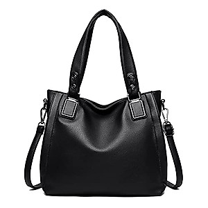 TarsaMult Hobo Bags for Women Soft Faux Leather Shoulder Crossbody Ladies Purses and Handbags Fashion Large Bucket Tote Bag(6071 Black)