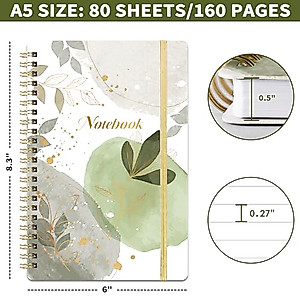 Tersus Spiral Notebook - 3 Pack A5 Notebook, 6'' x 8.3'', Journal for Women, Ruled Journal Notebook, 80 Sheets/160 Pages, Spiral Notebook