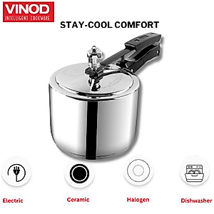 Vinod 3L Stainless Steel Inner Lid Sandwich Bottom Pressure Cooker, 3-Liter