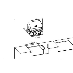 Bonfire CBB3LP 28" 3-Burner Built-in Propane Gas Grill Outdoor with Rear Infrared Burner and Rotisserie,304 Stainless Steel