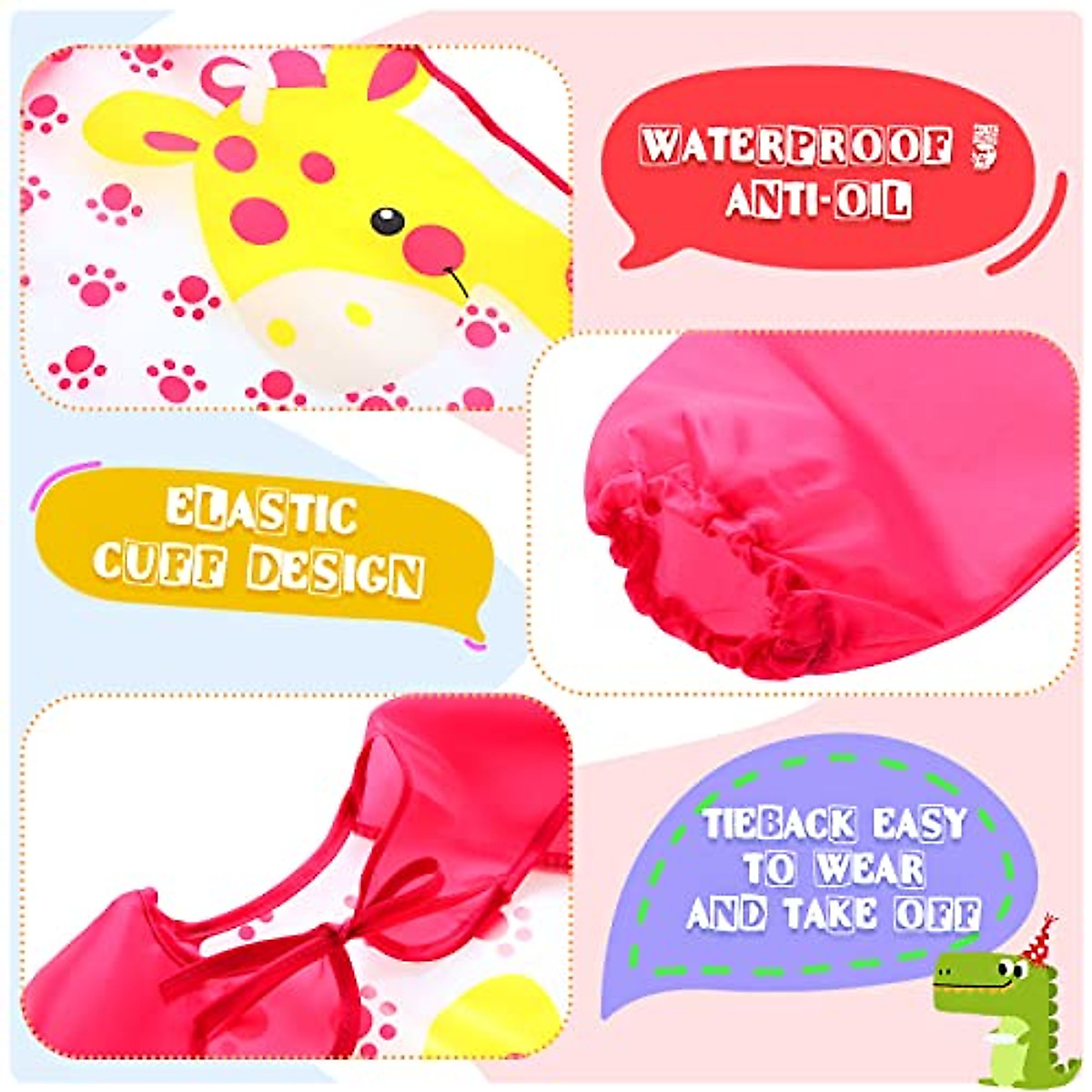 36 Pcs Kids Art Smocks Bulk Toddler Smocks for Painting Waterproof Children's Paint Aprons Colorful Washable Long Sleeve Smocks Arts and Crafts Supplies for Classroom Baby Boys Girls Aged 1-4 Years