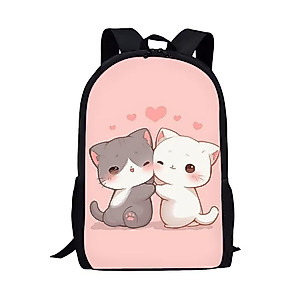 YSTARDREAM Cute Cat School Backpack for Teen Girls Kawaii Bookbag Large for School Office Lightweight Outdoor Travel Mountaineering Bag