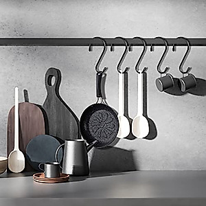 12 Pack 6 Inch S Hooks,Large S Hooks Vinyl Coated Heavy Duty S Hooks for Hanging Non Slip S Hanger Closet Hooks, Steel Metal Black Rubber S Hooks for Hanging Plants,Clothes,Jeans,Pot Pan Garden