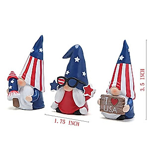 Hodao 3 PCS 4th of July Patriotic Gnomes Decorations Stars and Stripes Elf Gifts Handmade Scandinavian OrnamentsDecorations Memorial Day Gnomes Figurines Independence Day Decor