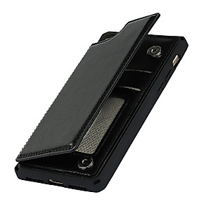 Cavor for iPhone 8 iPhone SE Case Wallet with Card Holder,Wallet Case with Card Holders for iPhone 7 Phone Case,[with Strap] PU Leather Shockproof Cover for iPhone 7/SE2022/SE2020- Macaron Black