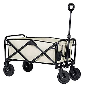 Camping Cart, Outdoor Wagon Stroller Trailer Transport Free Standing Collapsible Utility Grocery Canvas Fabric Rolling Buggies Garden Sport Wagons (Co