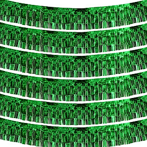 Blukey 10 Feet by 15 Inch Fuchsia Foil Fringe Garland - Pack of 6 | Shiny Metallic Tinsel Banner | Ideal for Parade Floats, Bridal Shower, Wedding, Birthday, Christmas | Wall Hanging Drapes