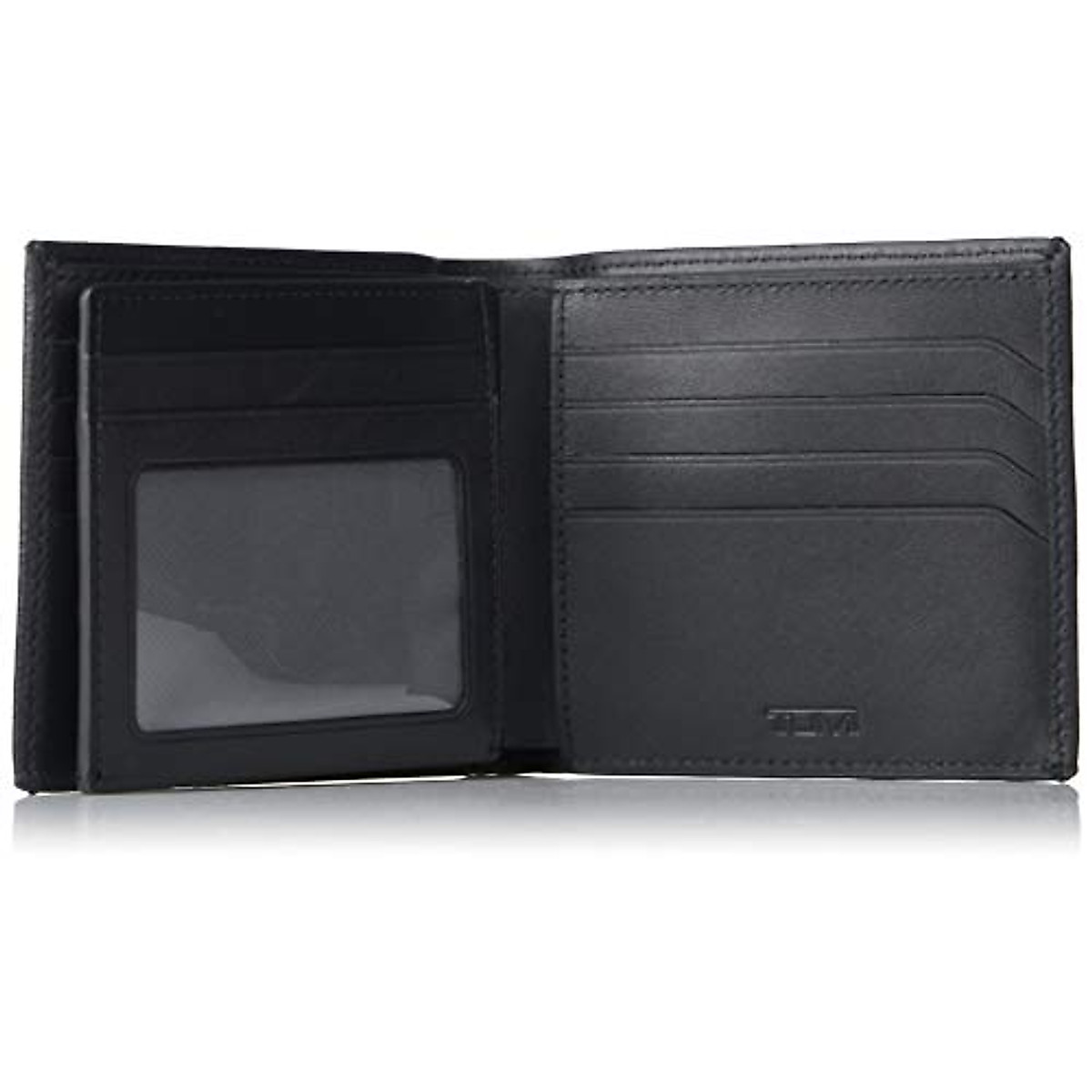 TUMI Nassau Global Center Flip Passcase Wallet with RFID Lock for Men - Fitted with 2 Cash Sleeves Sized for International Currencies - Black Texture
