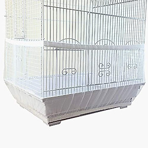 4 Colors Ventilated Nylon Bird Cage Cover Shell Seed Catcher Pet Products Large Size Bird Cage Seed Catcher Seeds Guard Parrot Nylon Mesh Net Cover Stretchy Shell Skirt Traps Cage Basket Soft White