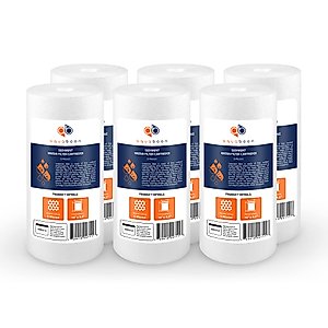 Aquaboon 6-Pack of 5 Micron 10" x 4.5" Sediment Water Filter Replacement Cartridge | Whole House Sediment Filtration | Compatible with W15-PR, HD-950, WFHD13001B, GXWH35F, GXWH30C, HF45-10BLBK10PR