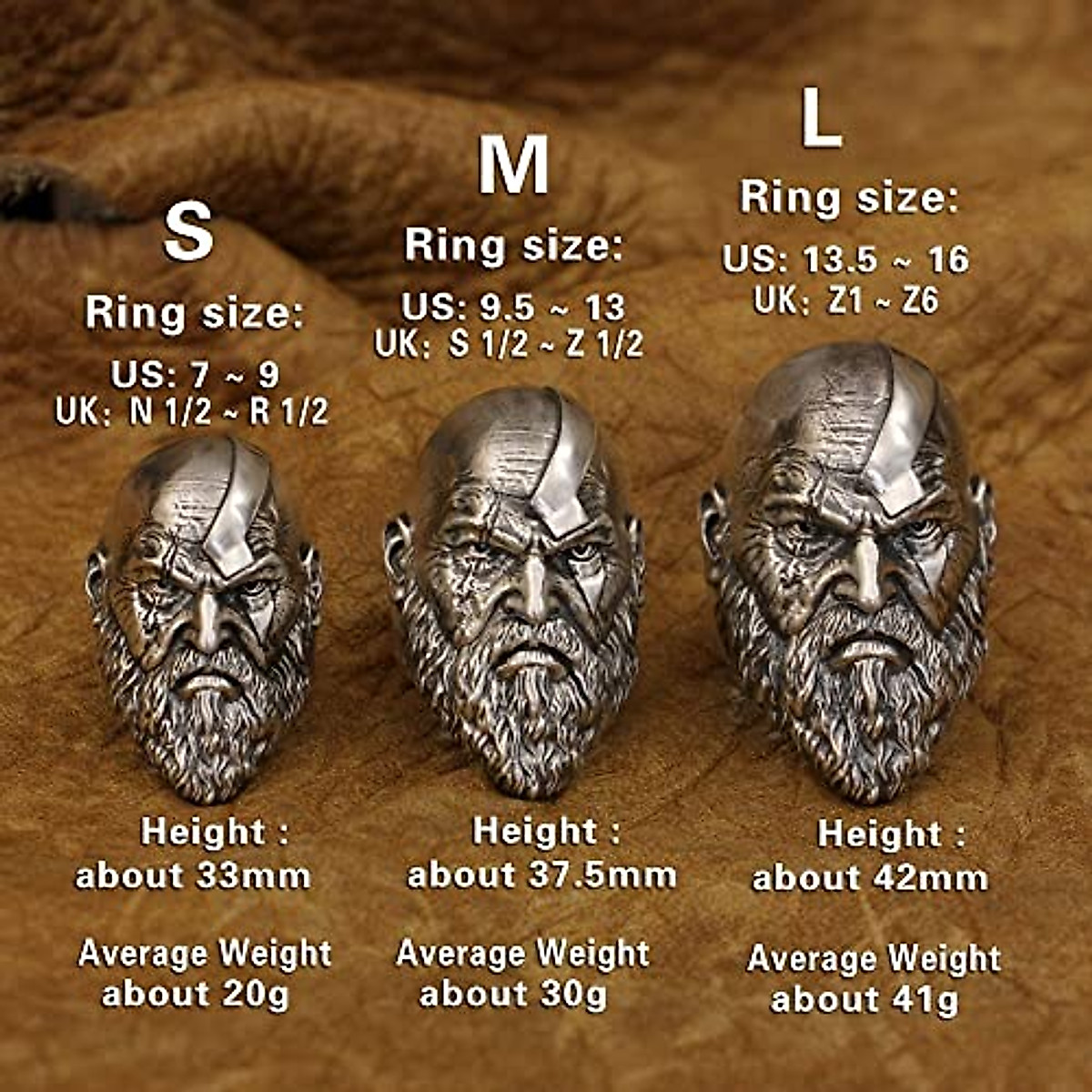 S925 Silver Heavy Ring for Men ~ Spartan Kratos God of war ~ Sterling Silver 925 ~ Viking Warrior Ring,