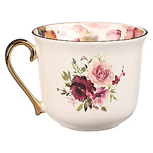 Christian Art Gifts Ceramic Scripture Coffee and Tea Mug for Grandmothers 13 oz Floral Pink Lead-free Inspirational Bible Verse Mug - Blessed is the One Who Trusts in the Lord - Jeremiah 17:7