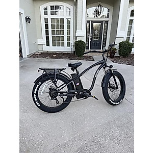 Soumye Beach Cruiser E-Bike 1050W Pack Watts Motor 48V/768WH Lithium Battery 26”x4.0 Fat Tire Max Speed 28m/h Step-Thru M5 Larger Size Display, 7 Gears for Adults (S132-Black)