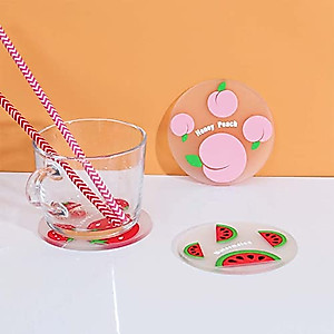 ELANE 11 Pcs Silicone Drink Coasters for Tabletop Protection Silicone Coasters for Drinks Cute Coasters for Desk,Funny Drink Coasters (Clear)