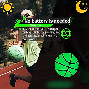 Senston Glow in The Dark Basketball, Premium PU Leather, Size 7, No Batteries Needed, Soft and Comfortable, Ideal Gift for Basketball Lovers