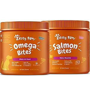 Omega 3 Alaskan Fish Oil Chew Treats for Dogs - with AlaskOmega for EPA & DHA + Probiotics for Dogs - Probiotics for Gut Flora, Digestive Health