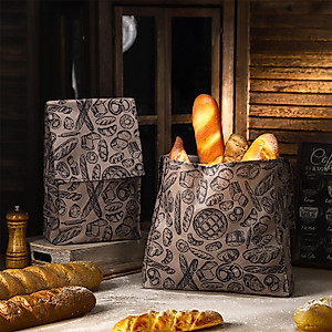 Tioncy 2 Packs Reusable Beeswax Bread Bags Linen Bread Storage Bag with Improved Beeswax Coating Homemade Bread Bags Beewax Food Wraps for Sourdough Bread for Loaf Fresh Freezer Baker Gifts(Brown)